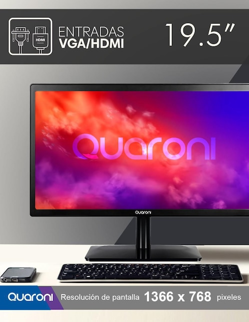Monitor Quaroni standard HD 19.5 pulgadas MQ19-02 4