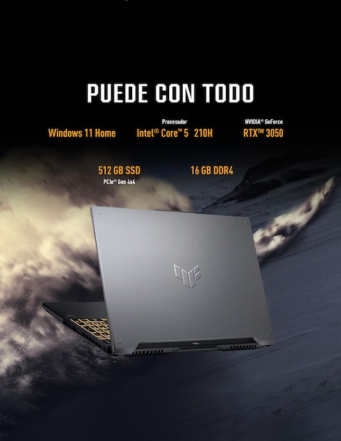 Laptop gamer Asus Tuf Gaming F16 16 pulgadas FULL HD+ Intel Core 5 210H Nvidia Geforce RTX 3050 ...