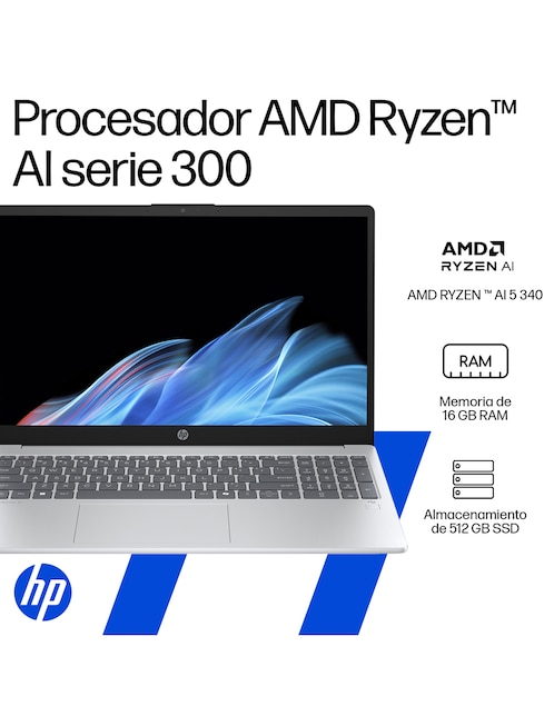 Laptop Hp Omnibook 3 ngai 15-fn0051la 15.6 pulgadas Full HD Amd Ryzen Ai 5 340 Radeon 16 GB RAM ...